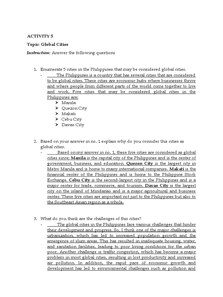 Global Cities in the Philippines | PDF | Philippines | Metro Manila