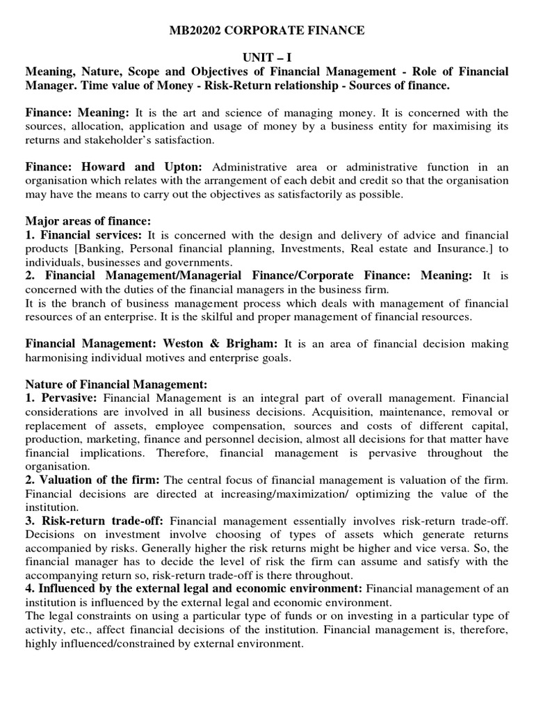 Corporate Finance: Key Concepts Explained | PDF | Loans | Stocks