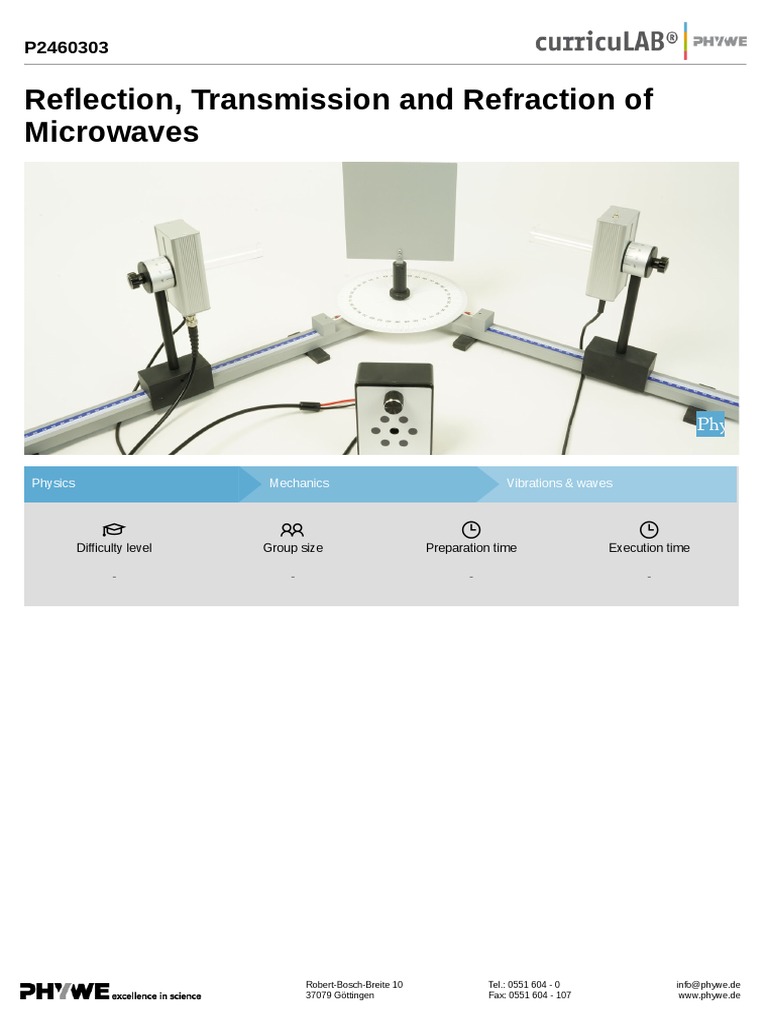 Microwaves: Reflection & Refraction | PDF | Reflection (Physics ...