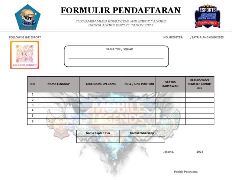 Formulir Pendaftaran MLBB | PDF