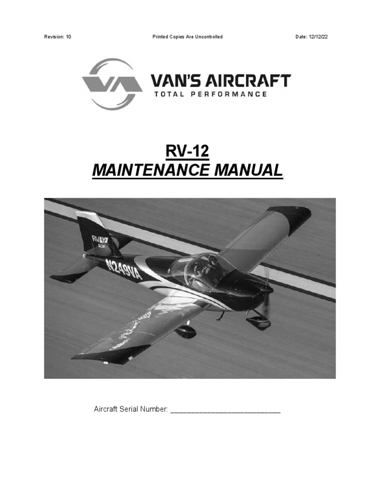 Maintenance Manual: Revision: 10 Printed Copies Are Uncontrolled Date ...