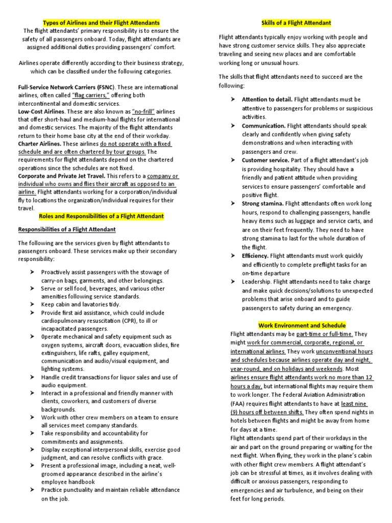 Types of Airlines and Their Flight Attendants | PDF | Flight Attendant ...