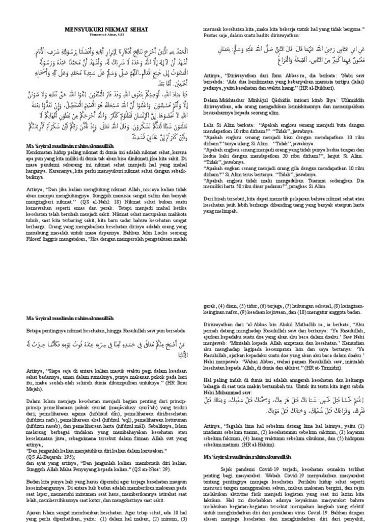 Mensyukuri Nikmat Sehat | PDF