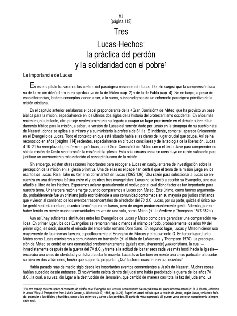 Tres Lucas-Hechos: La Práctica Del Perdón y La Solidaridad Con El Pobre ...