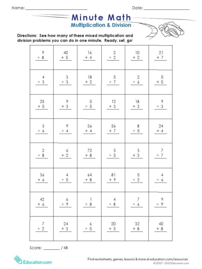 Minute Math: Multiplication & Division | PDF
