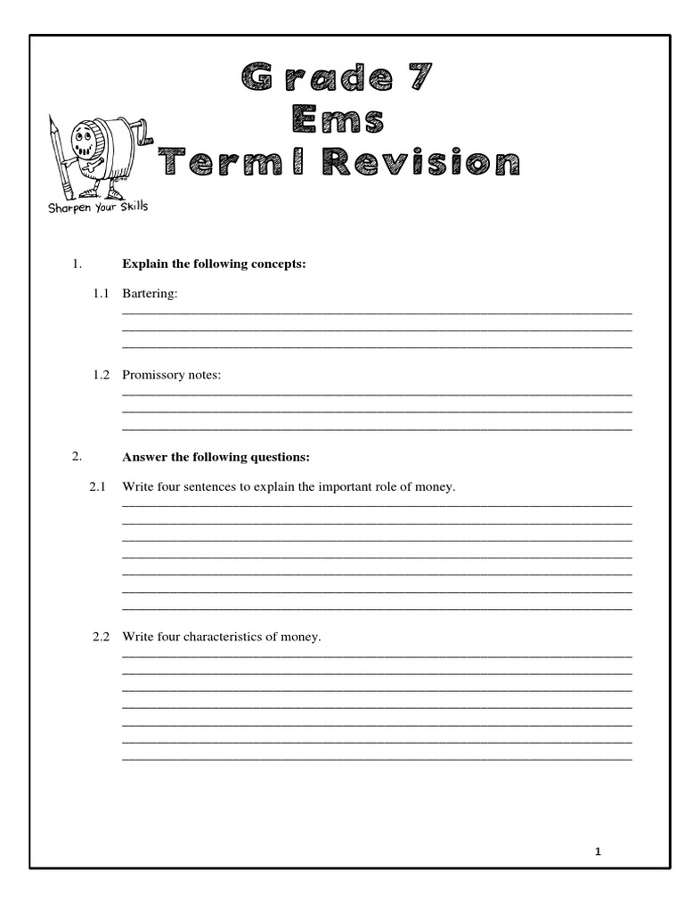 GRADE 7 EMS Term 1 Revision | PDF | Money | International Trade