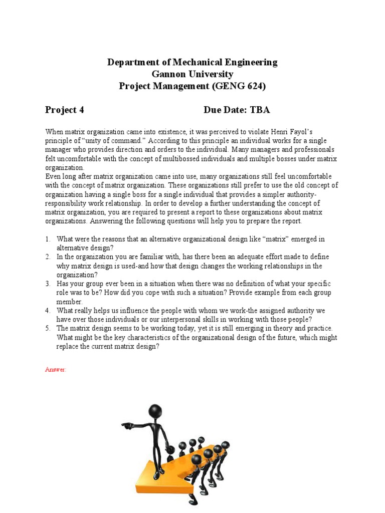 Department of Mechanical Engineering Gannon University Project Management (GENG 624) Project 4 ...