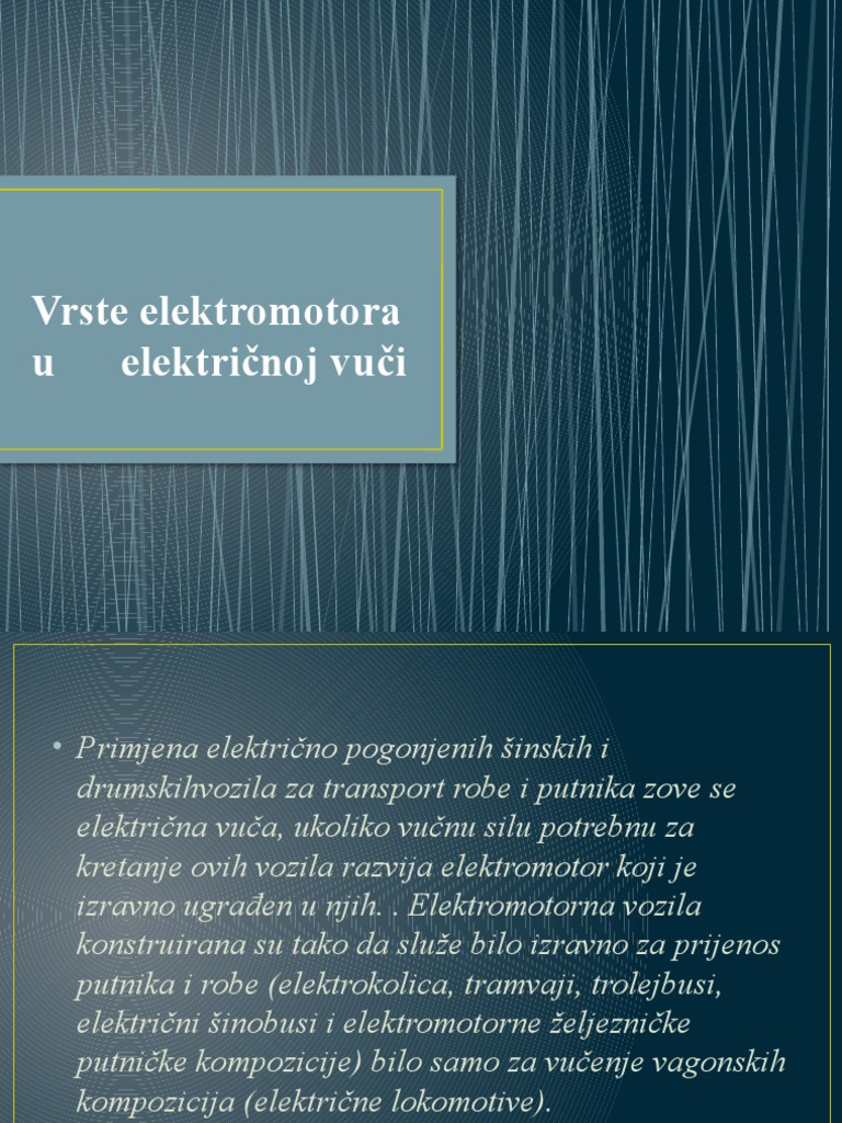 Vrste Elektromotora U Električnoj Vuči | PDF