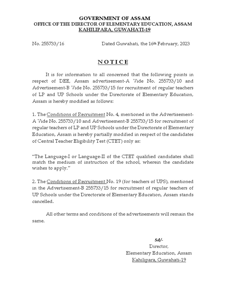 Notice: Government of Assam | PDF