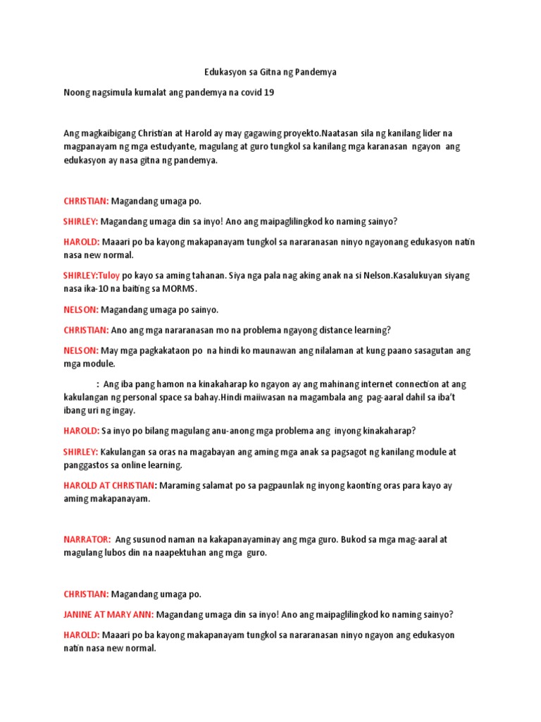 Edukasyon Sa Gitna NG Pandemya | PDF