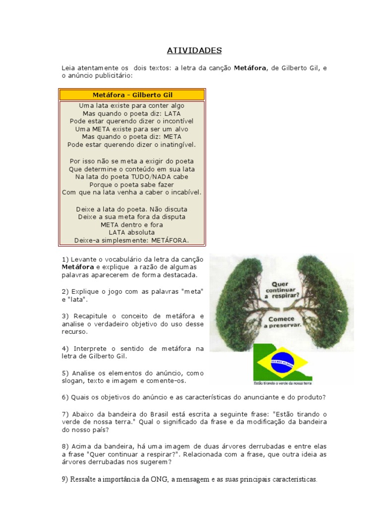Análise da Metáfora em Gilberto Gil | PDF