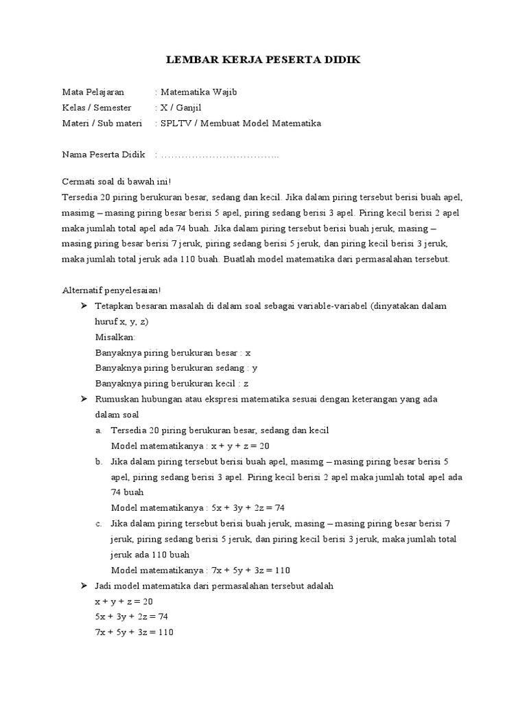 SPLTV 2021 3.B Menyelesaikan SPLTV | PDF