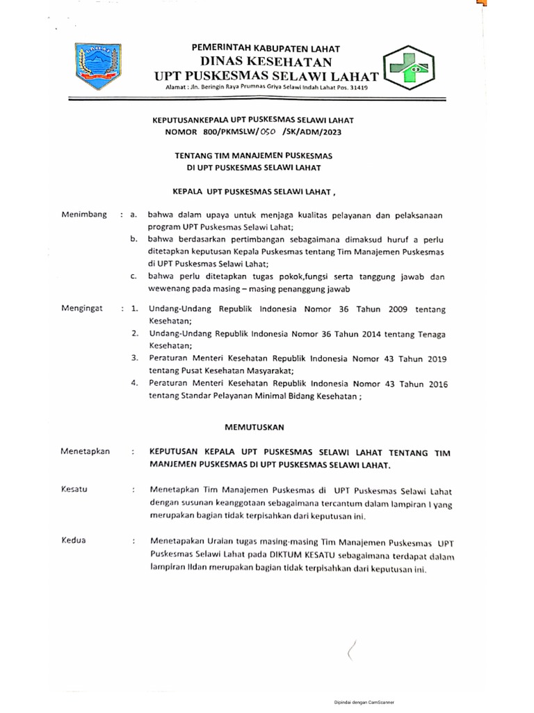 SK Pemegang Program PKM Selawi | PDF