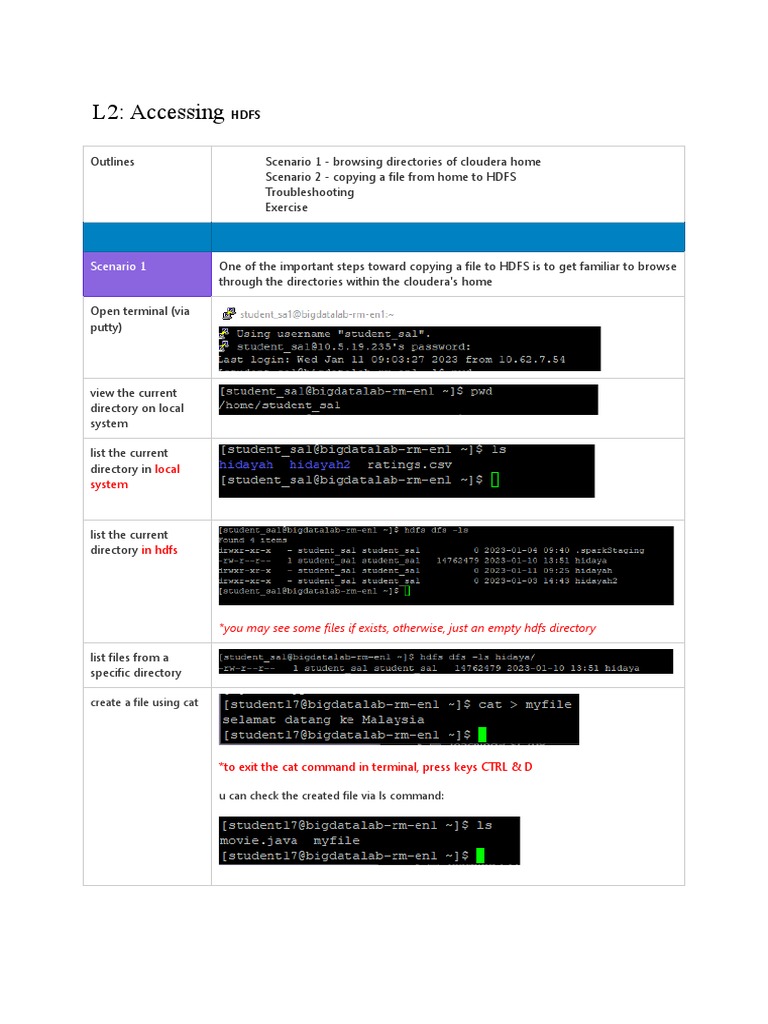 L2 Accessing Hdfs On Cloudera Distribution Descargar Gratis Pdf Apache Hadoop Computer File