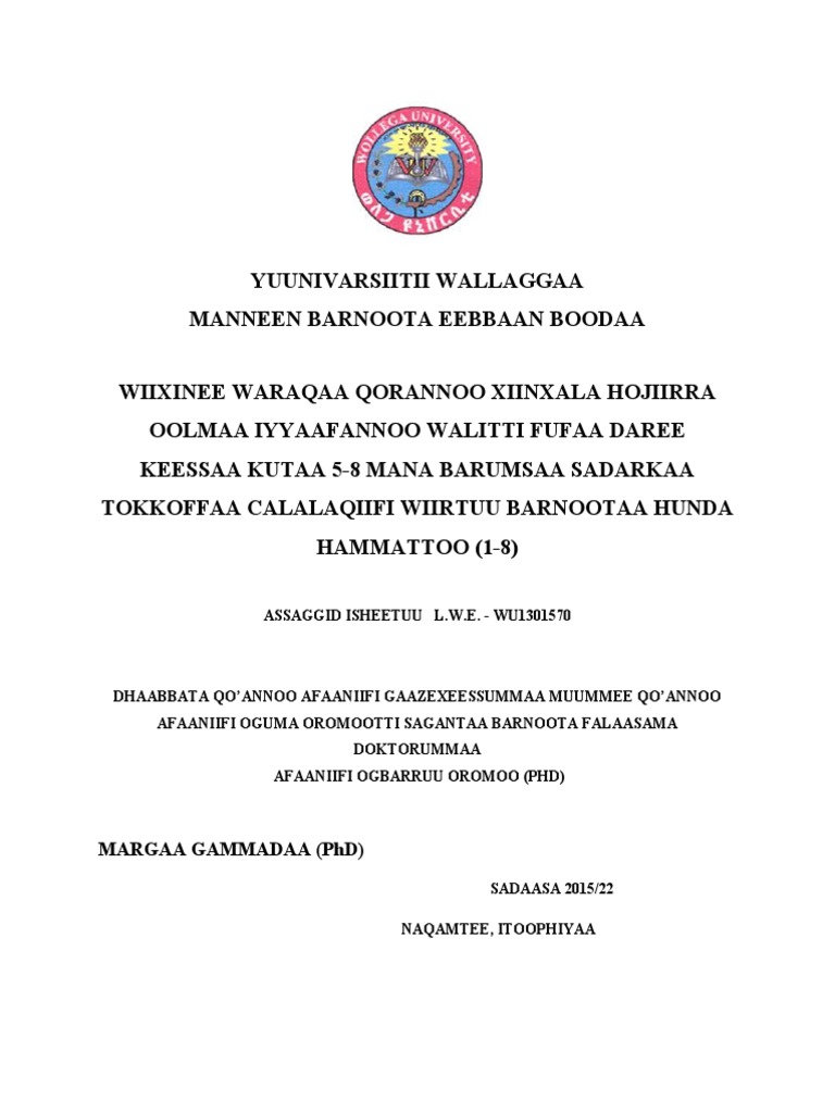 YUUNIVARSIITII WALLAGGAA New | PDF