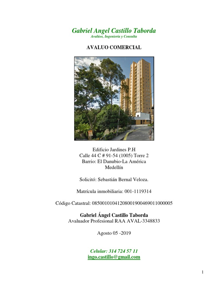 Avalúo Comercial Edificio Jardines Medellín | PDF | Valoración (Finanzas)