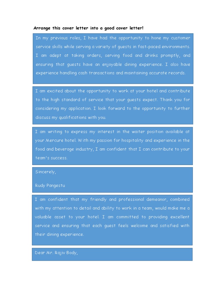 Application Letter Task Jumbled | PDF