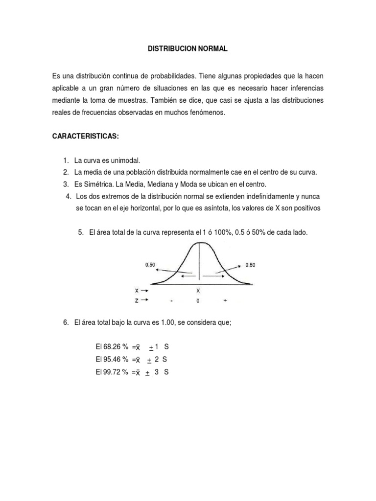 Características y Aplicaciones de la Distribución Normal | PDF ...