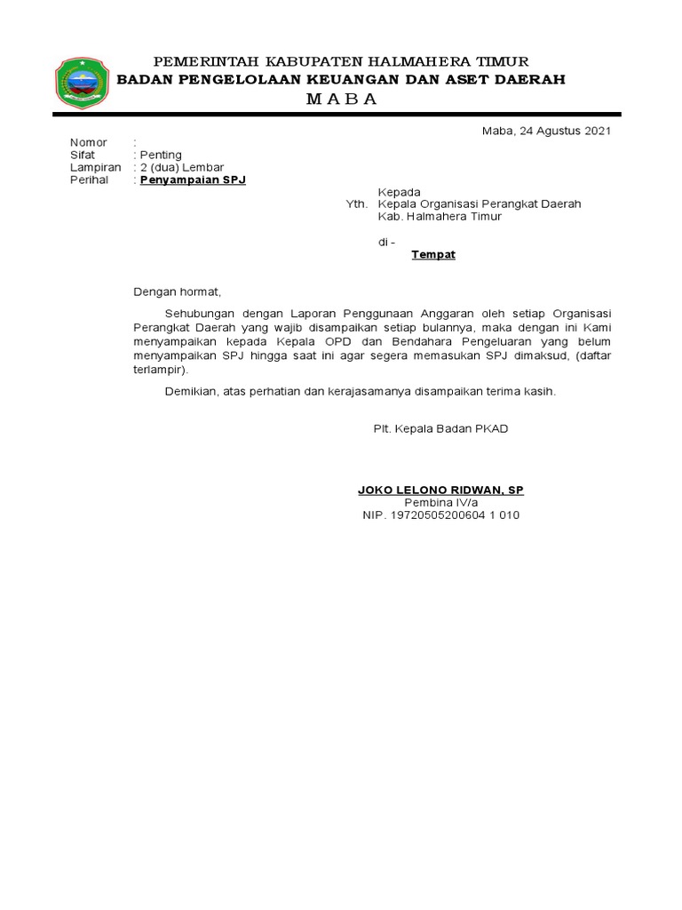 SPJ Lampiran Bupati | PDF