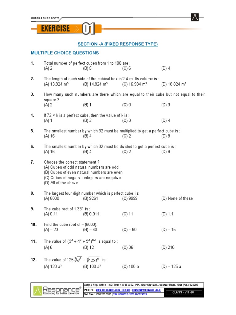 Exercise: Section - A (Fixed Response Type) Multiple Choice Questions ...