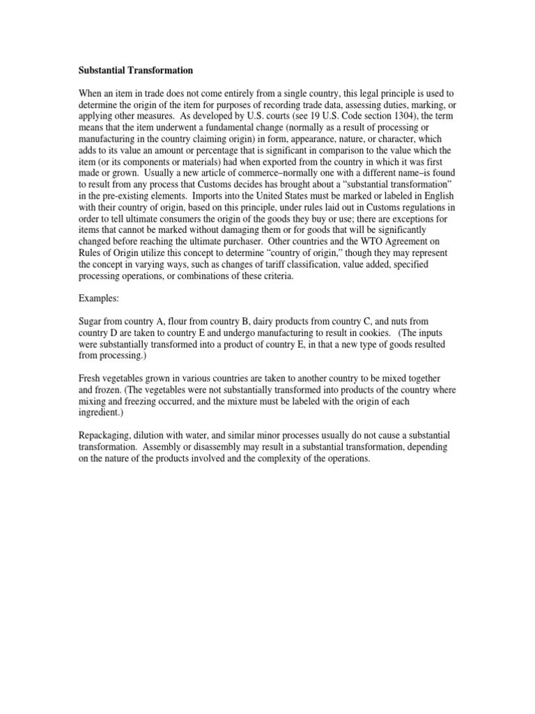 Substantial Transformation | PDF
