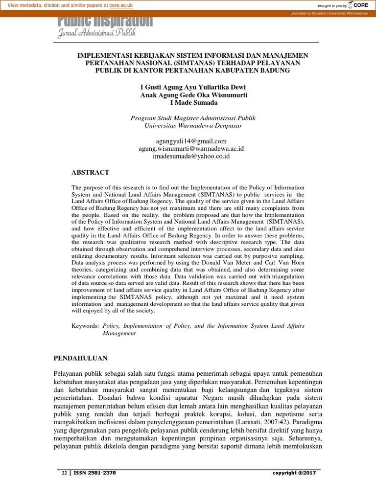 Program Studi Magister Administrasi Publik Universitas Warmadewa Denpasar | PDF | Data ...