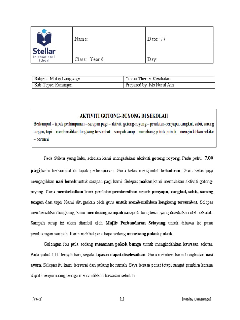 Y6 - Malay Language - Pemahaman | PDF