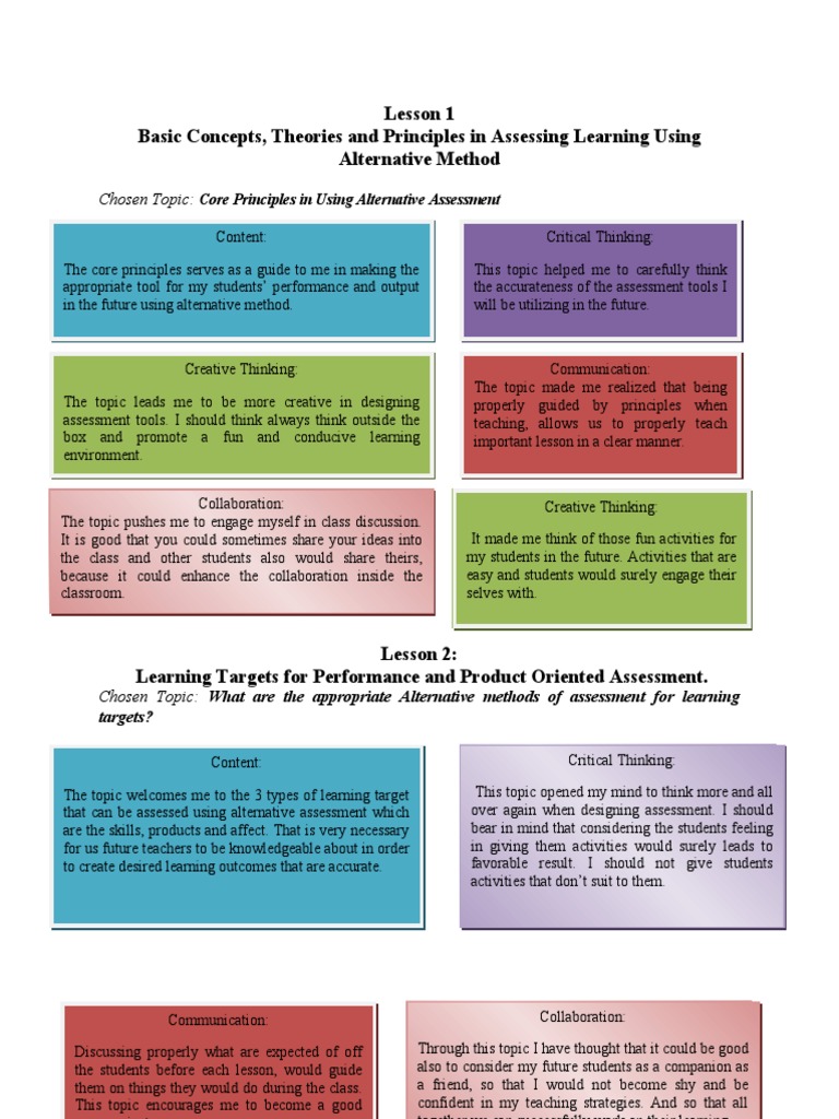 Lesson 1 Basic Concepts, Theories and Principles in Assessing Learning ...