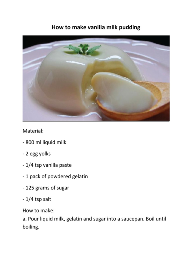 Homemade Vanilla Milk Pudding Recipe | PDF