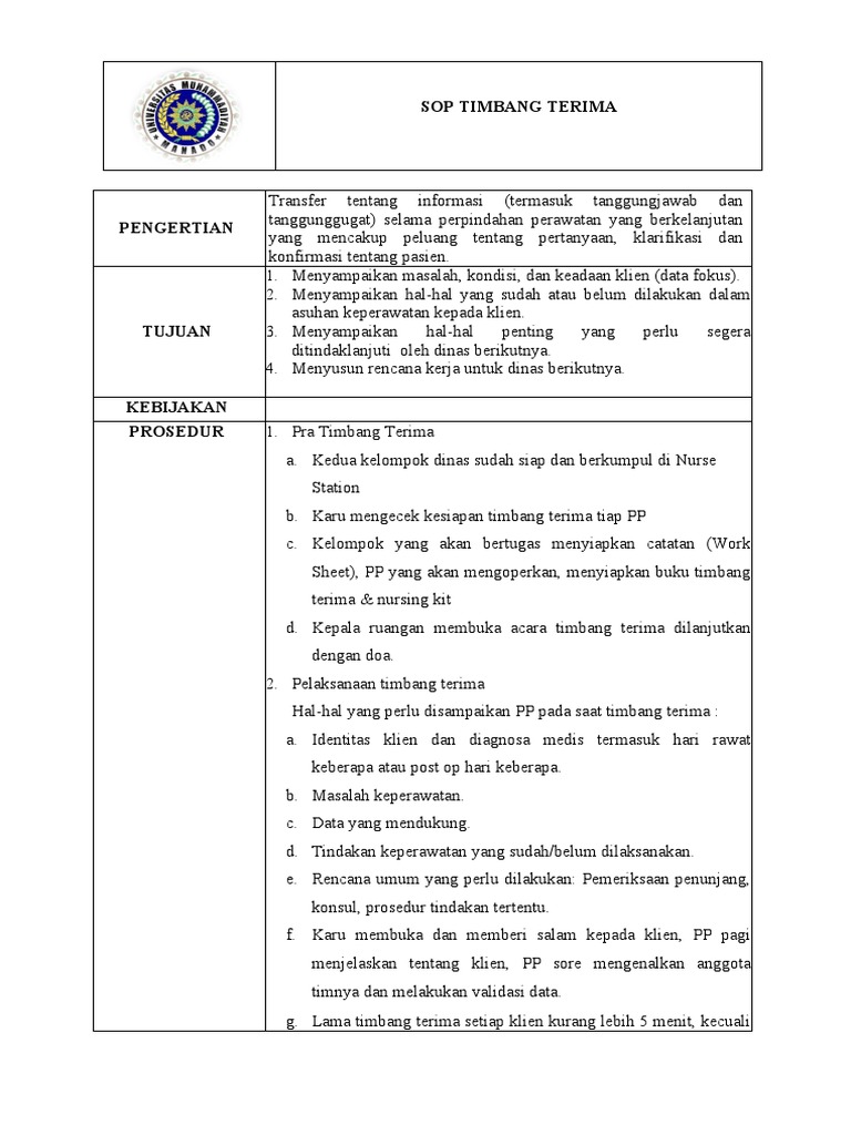 Sop Timbang Terima | PDF