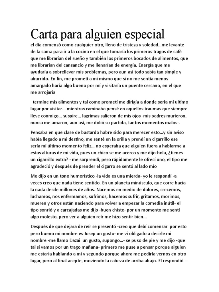 Carta para Alguien Especial | Descargar gratis PDF | Felicidad