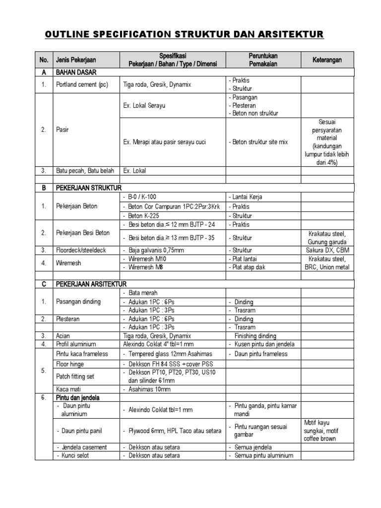 Outline Specification Struktur Dan Arsitektur | PDF