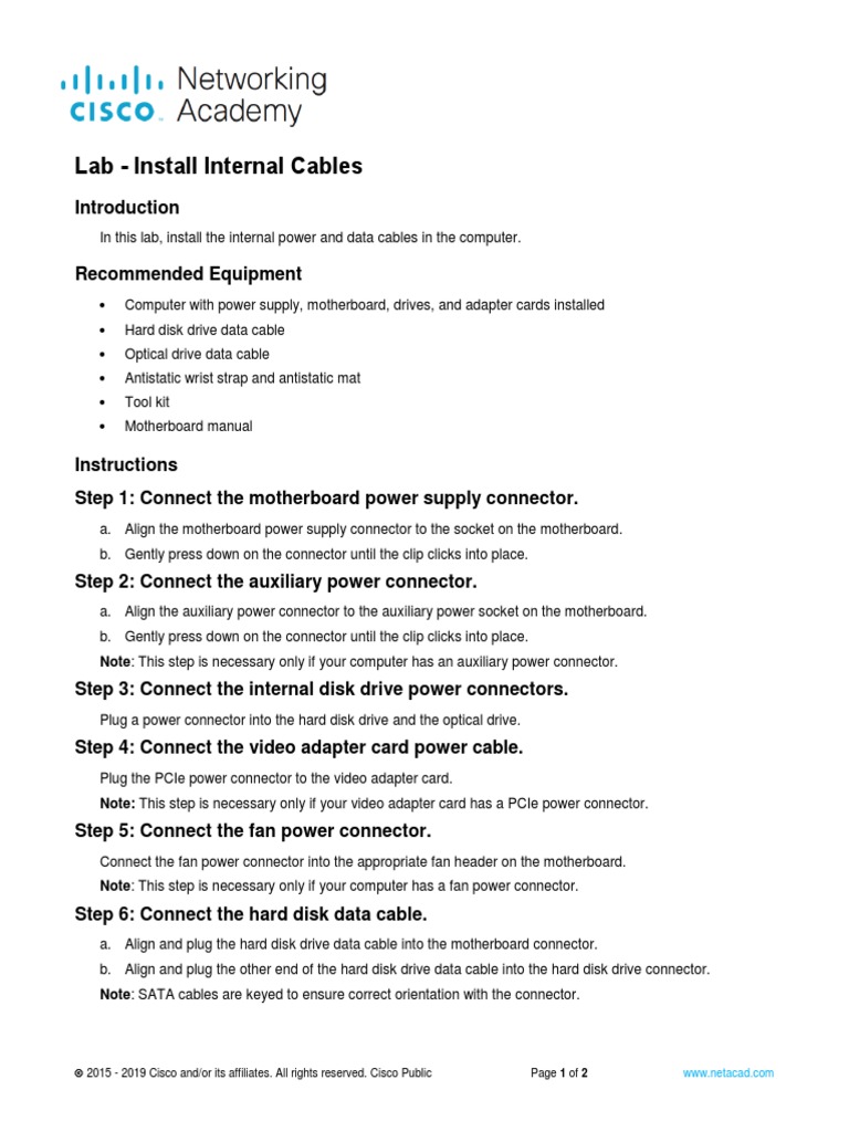 Lab - Install Internal Cables | PDF