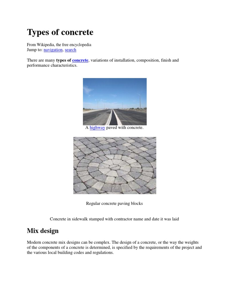 Types and Applications of Concrete | PDF | Concrete | Cement