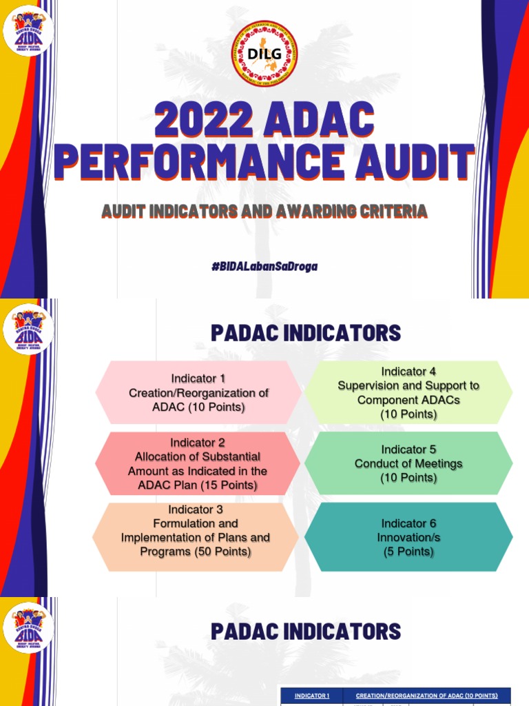2022 ADAC Performance Audit: Audit Indicators and Awarding Criteria ...