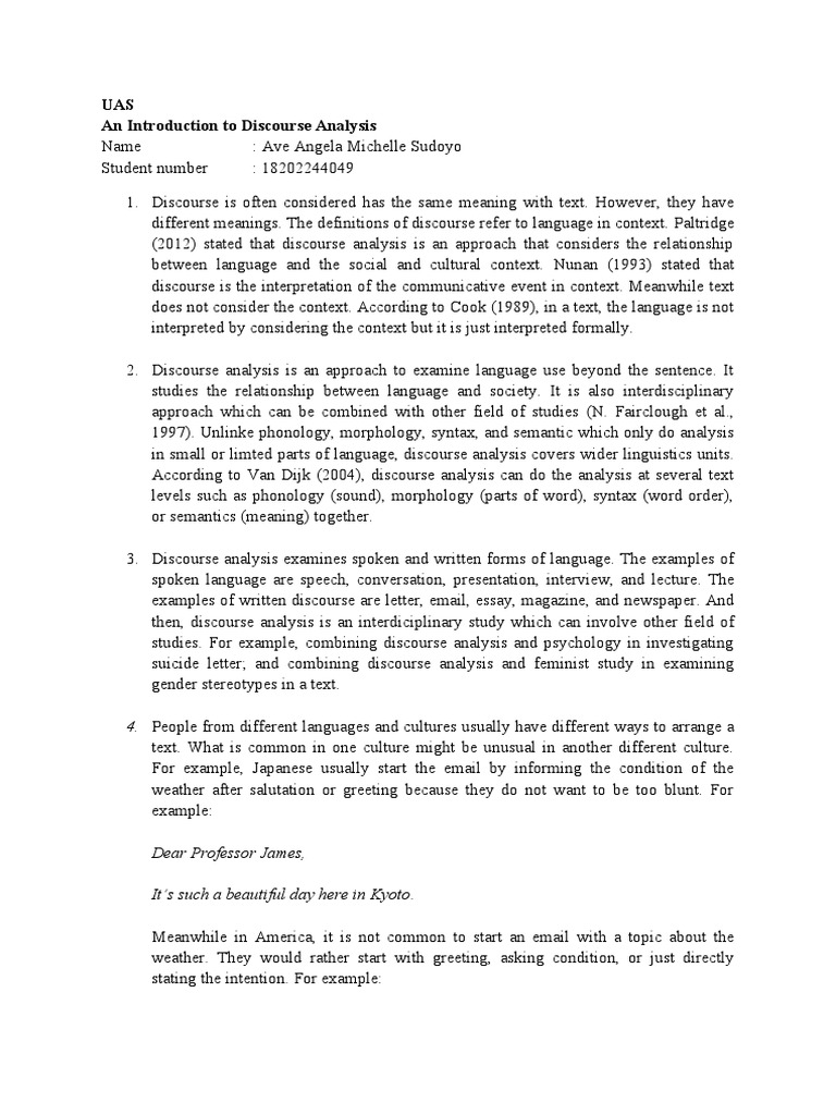 Ave Angela Michelle Sudoyo - 18202244049 - UAS Discourse Analysis | PDF ... Ave Angela Michelle Sudoyo - 18202244049 - UAS Discourse Analysis | PDF ...