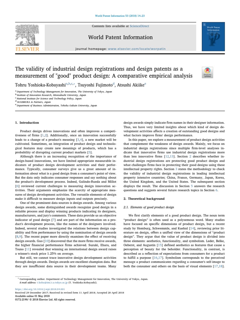 The Validity of Industrial Design Registrations and Design Patents As A ...
