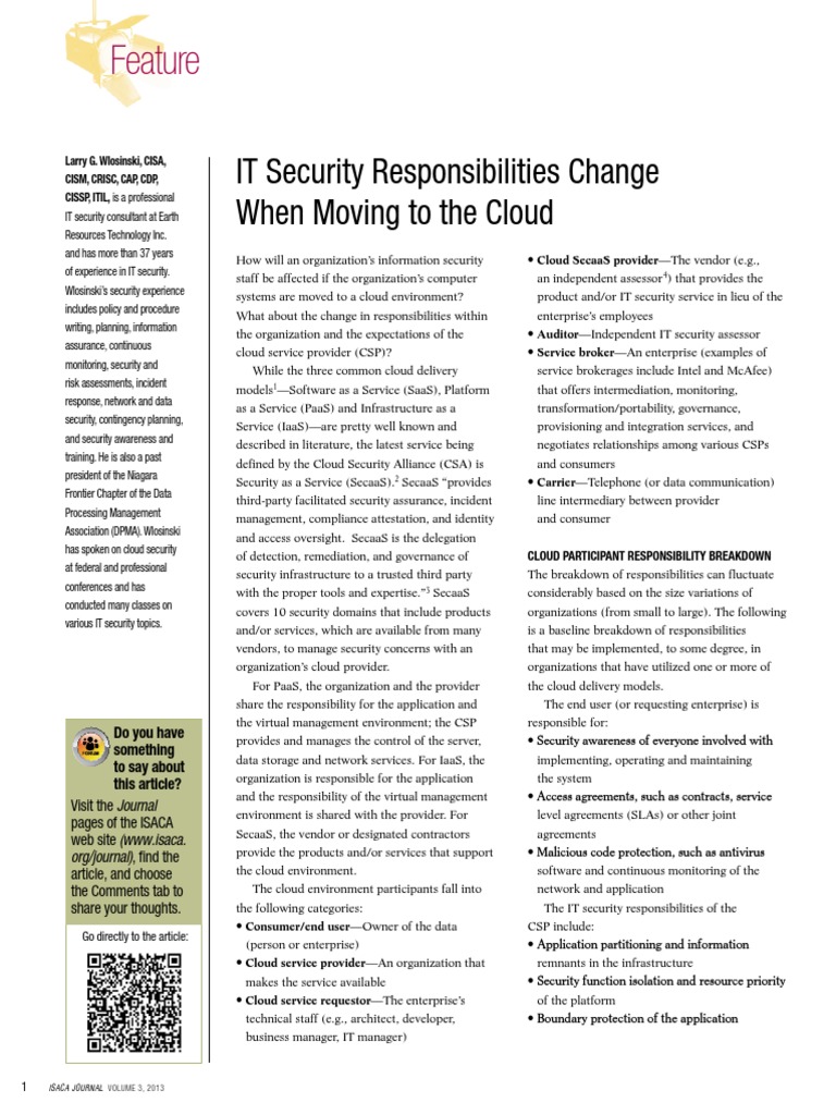 Understanding the Changing Responsibilities of IT Security in a Cloud Environment | PDF | Cloud ...