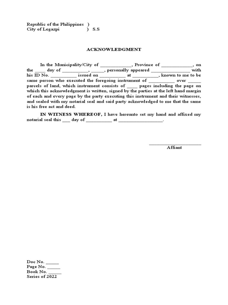 Acknowledgment (Two or More Parcel) | PDF