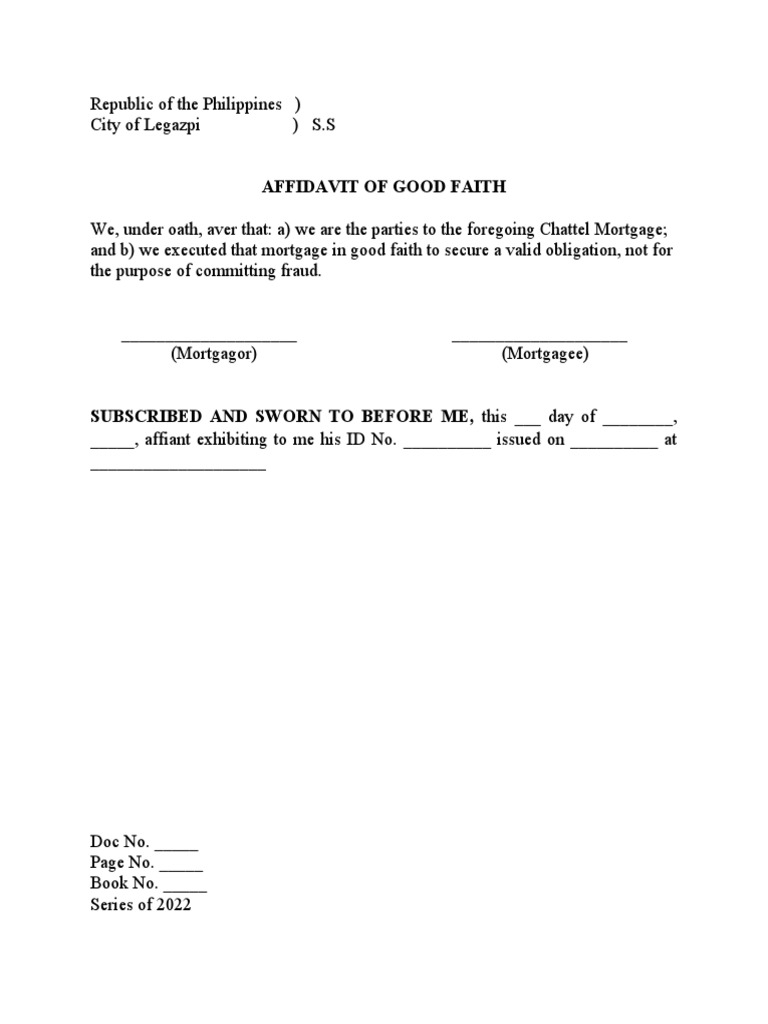 Affidavit of Good Faith | PDF