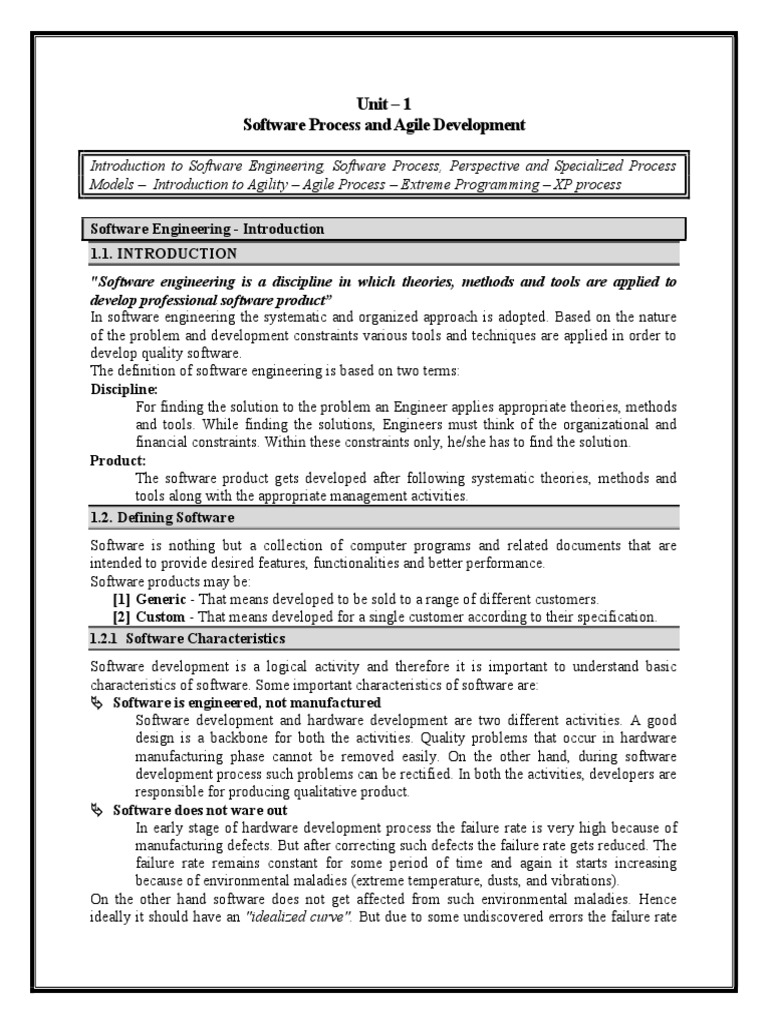 SE Unit 1 | PDF | Agile Software Development | Software Development Process