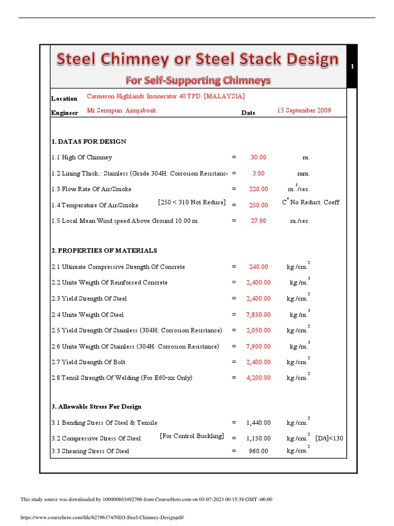 NEO Steel Chimney Design PDF | PDF | Bending | Stainless Steel
