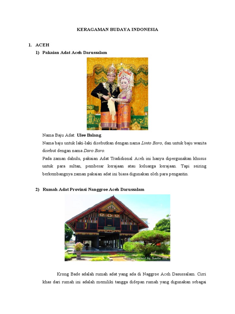 KERAGAMAN BUDAYA INDONESIA 5 Provinsi | PDF