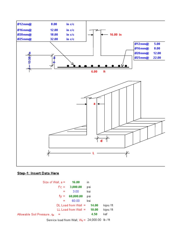 Wall Footing Design Spreadsheet Guide | PDF | Classical Mechanics ...