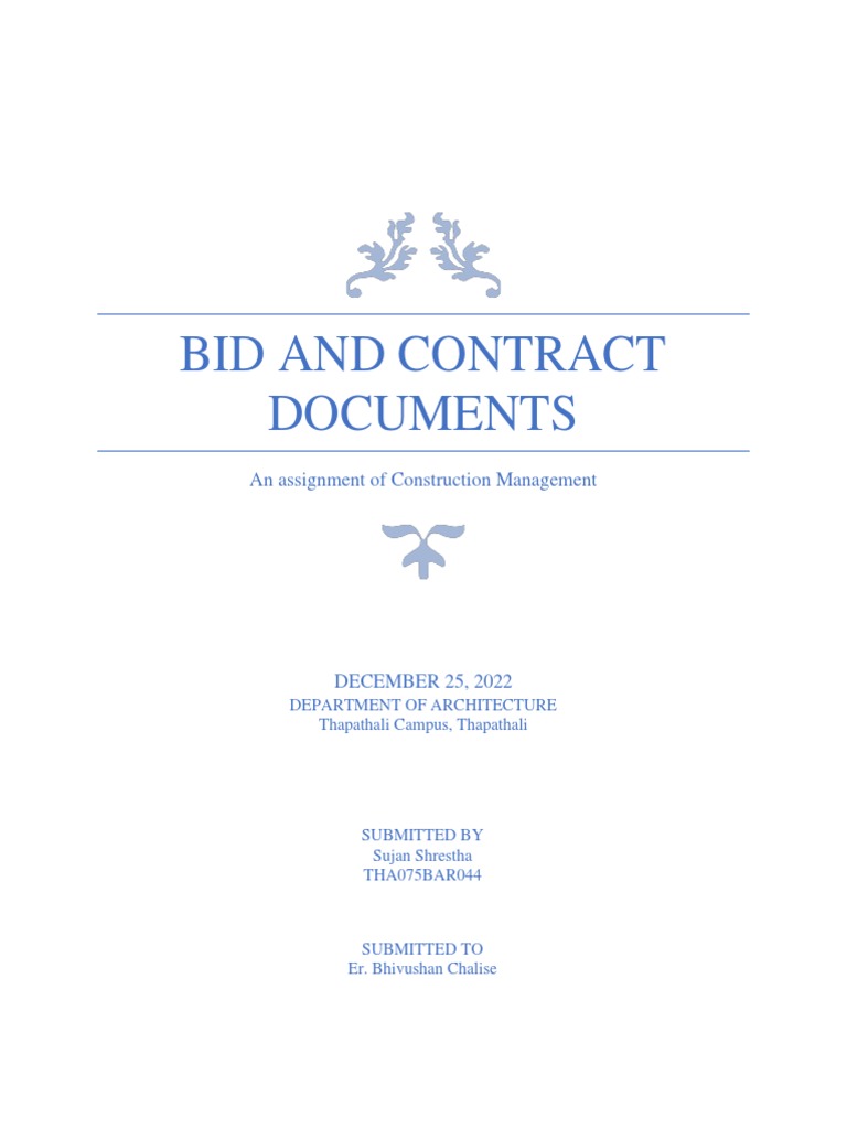Bid and Contract Documents | PDF | Specification (Technical Standard) | Business