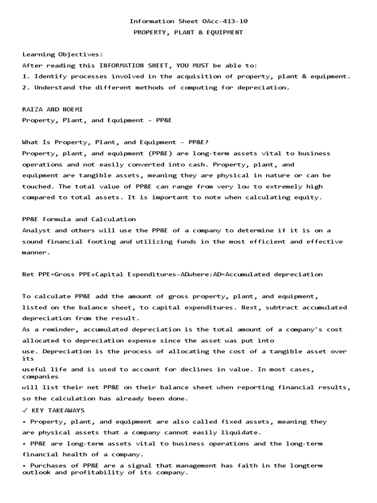 Information Sheet OAcc | PDF | Depreciation | Fixed Asset