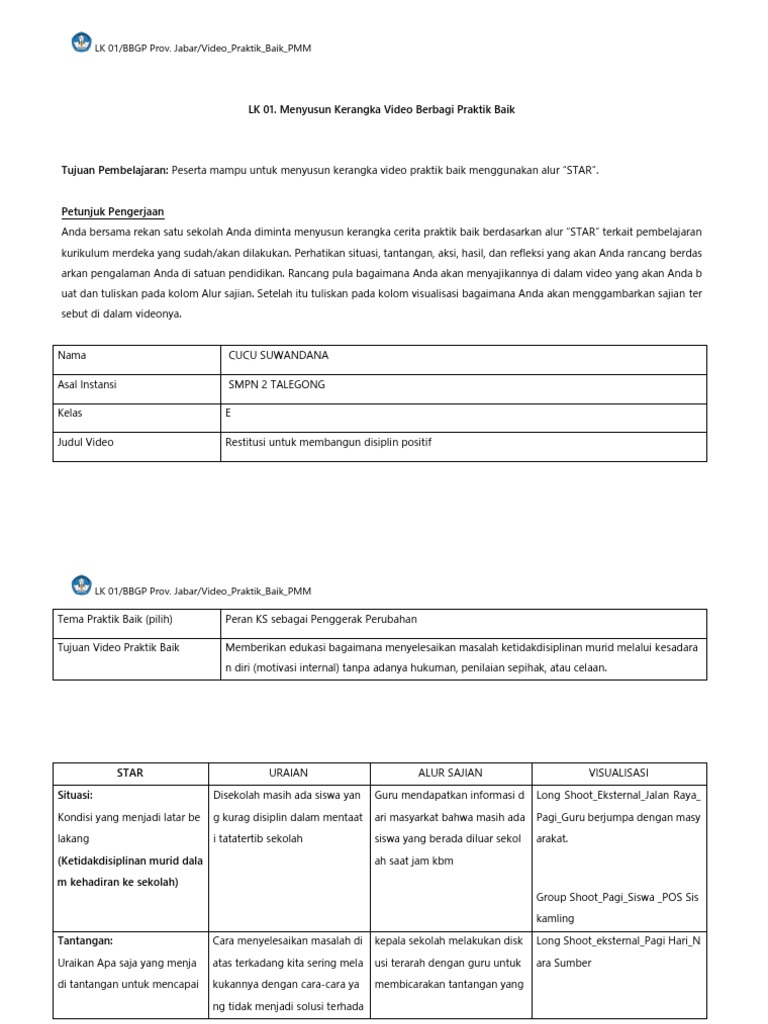 LK 01 - Cucu Suwandana OJT Final | PDF