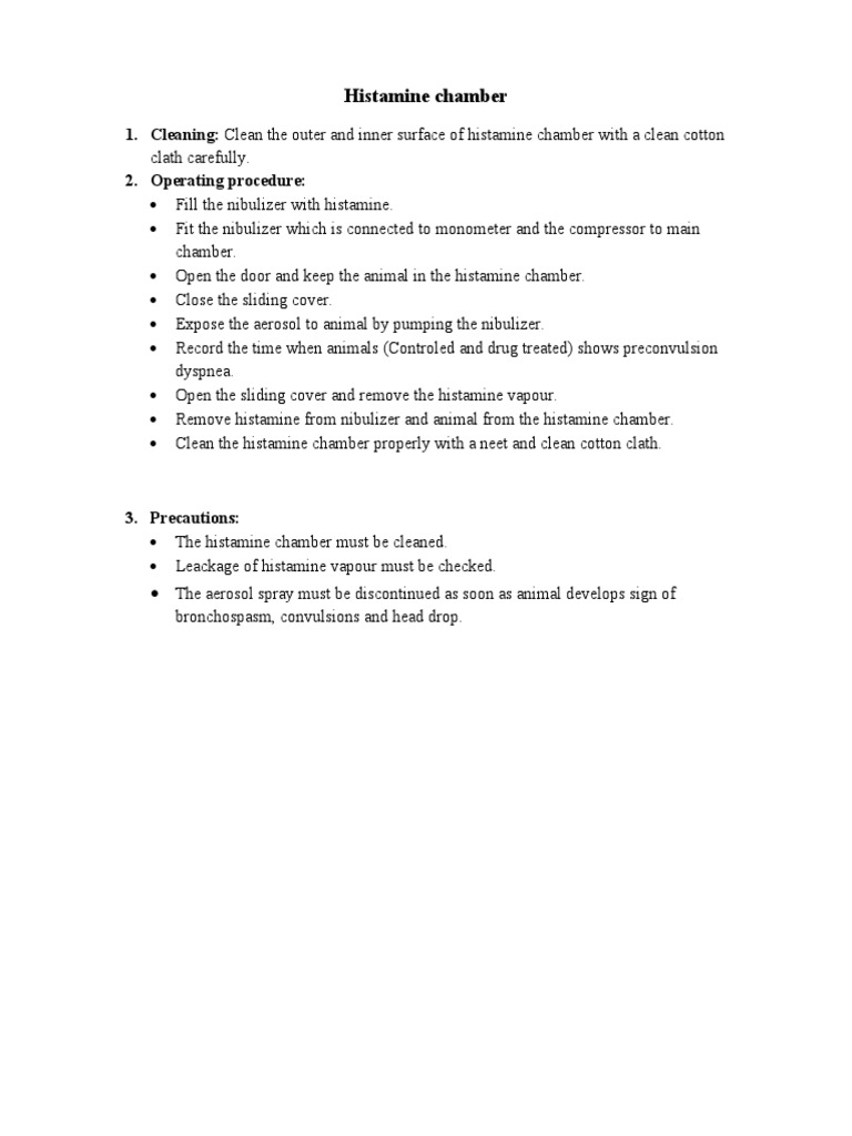 SOP of Histamine Chamber | PDF
