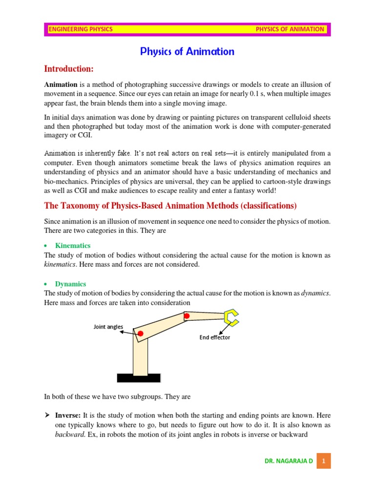 Notes On Physics of Animation | PDF | Force | Acceleration