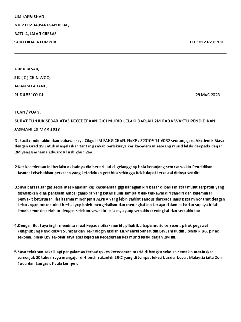 Surat Tunjuk Sebab 29-3-23 Rabu | PDF